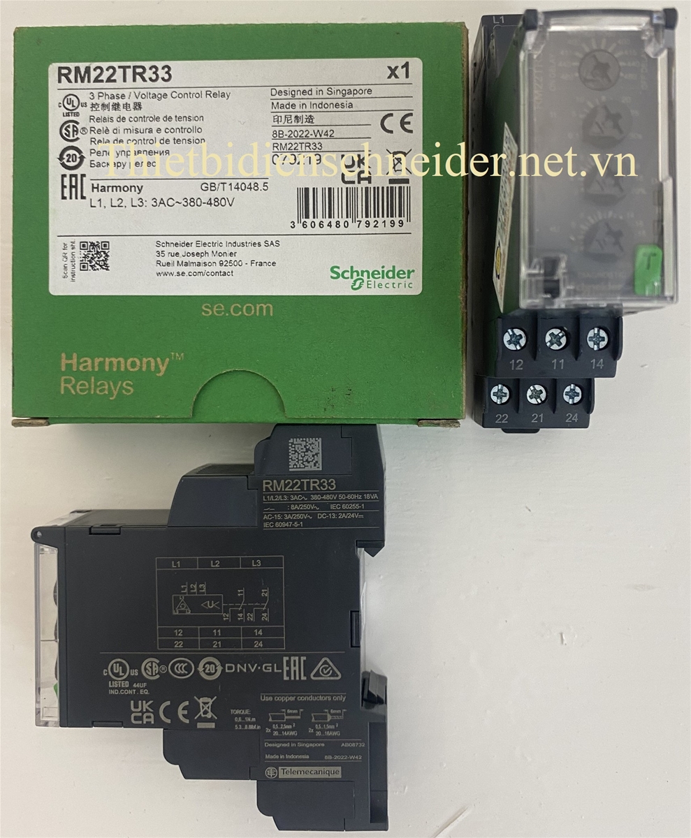 Rơ le bảo vệ pha RM22TR33 Schneider ( 3P 380 VAC)